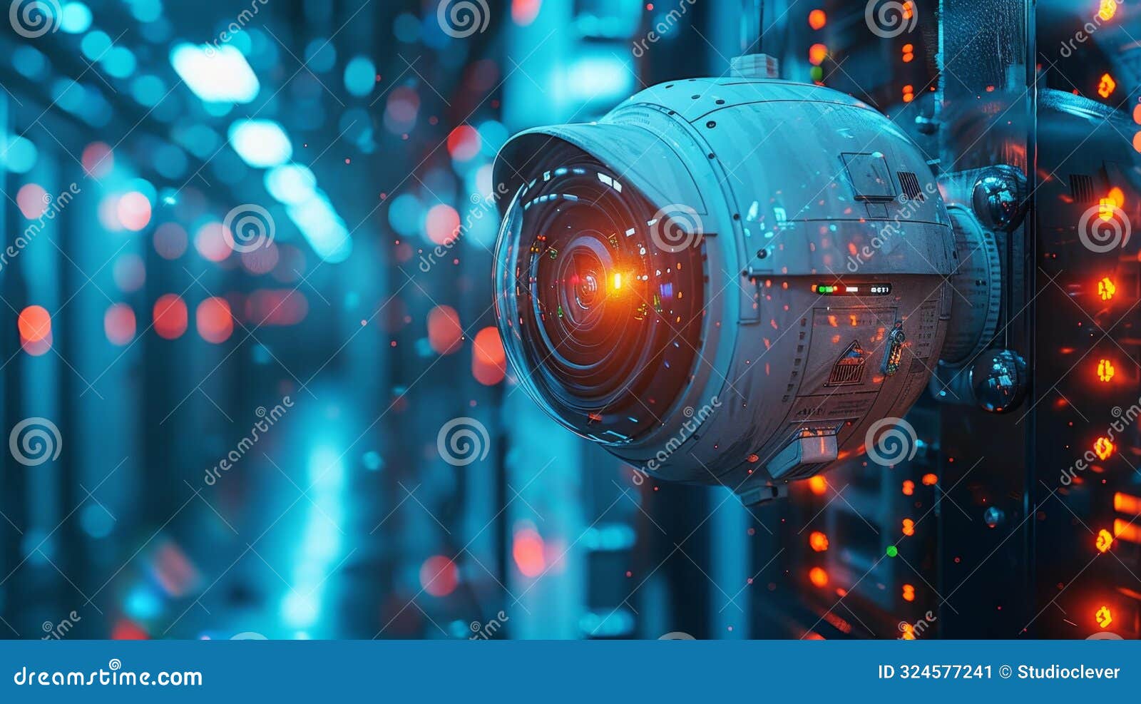 Futuristic Surveillance Camera in Data Center, Generative AI Stock ...