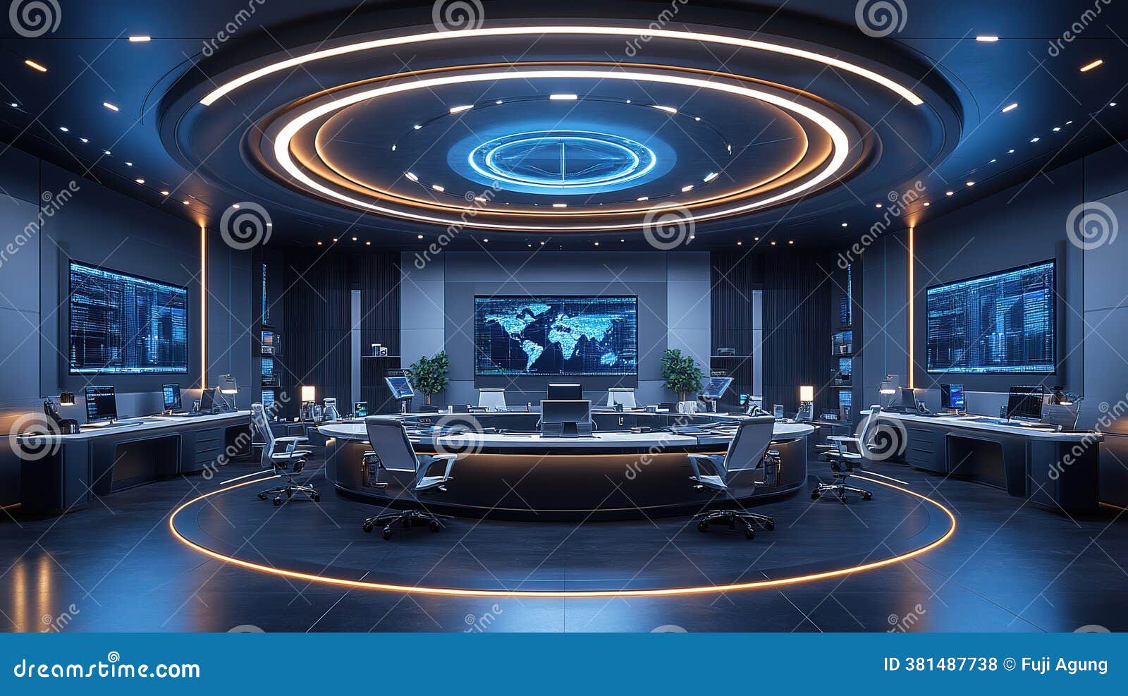 Futuristic Surveillance System Monitoring Digital Sphere In Cyberpunk ...