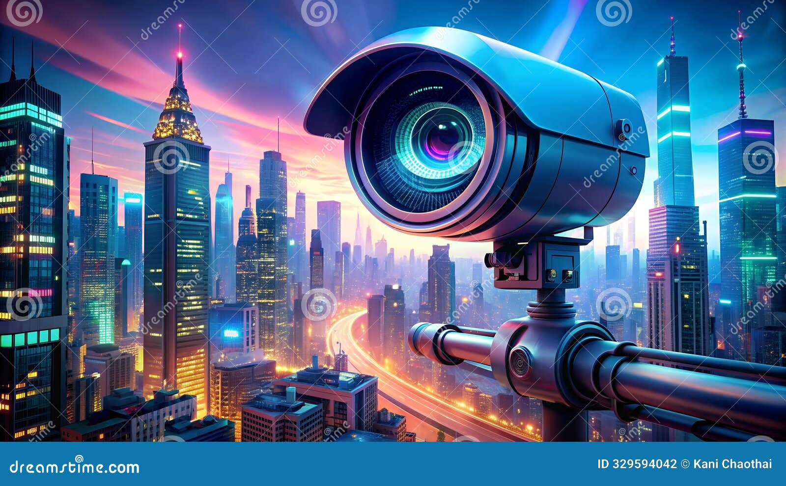 A Futuristic Surveillance System in a Neon Metropolis Generative AI ...