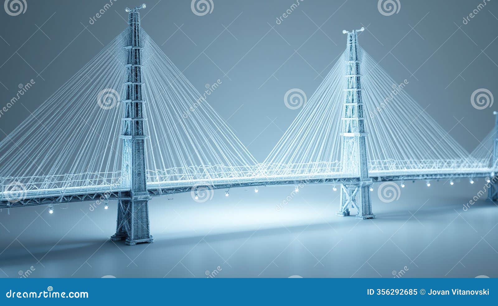 Futuristic Suspension Bridge Illustrated As a Three-Dimensional ...