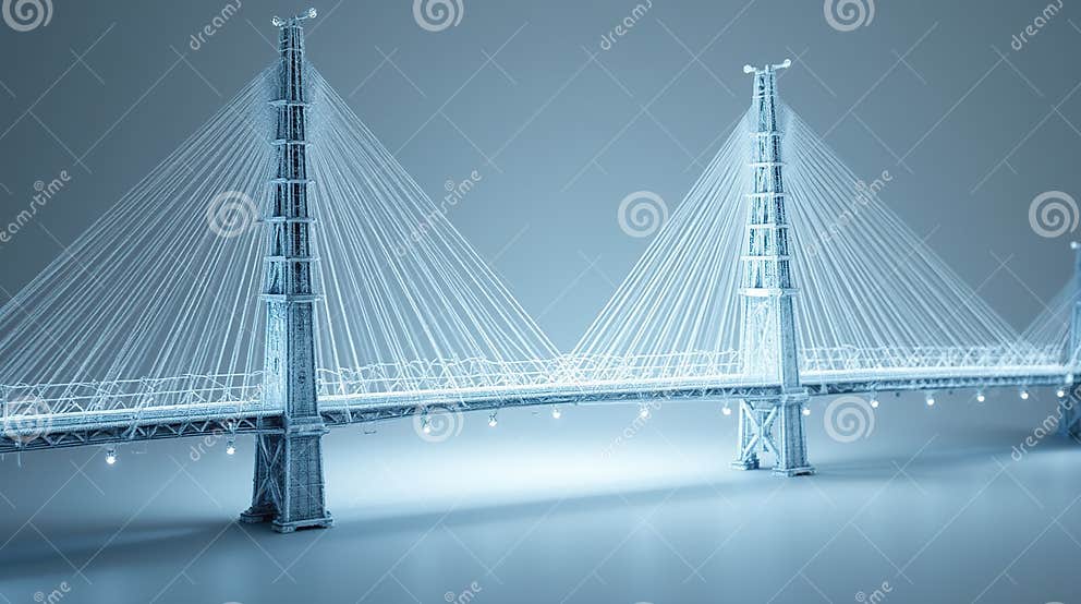 Futuristic Suspension Bridge Illustrated As a Three-Dimensional ...