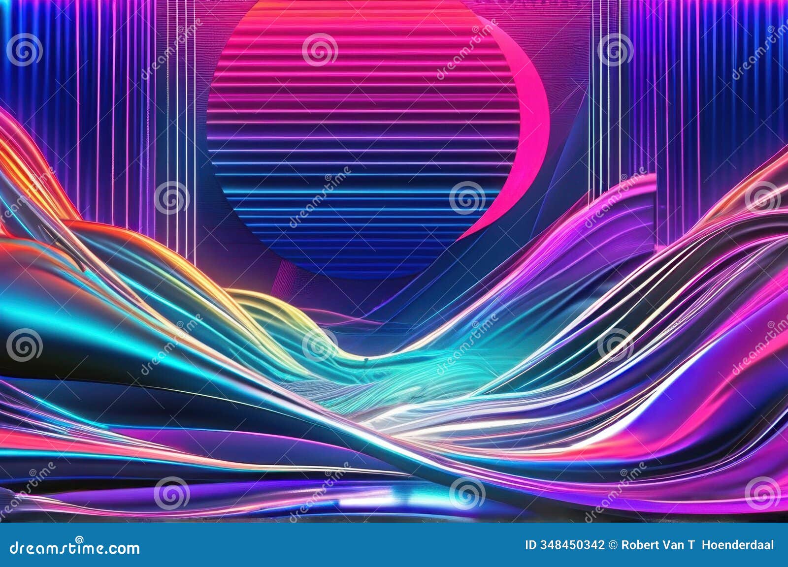 Futuristic Synthwave Holographic Retro Wallpaper Stock Illustration ...