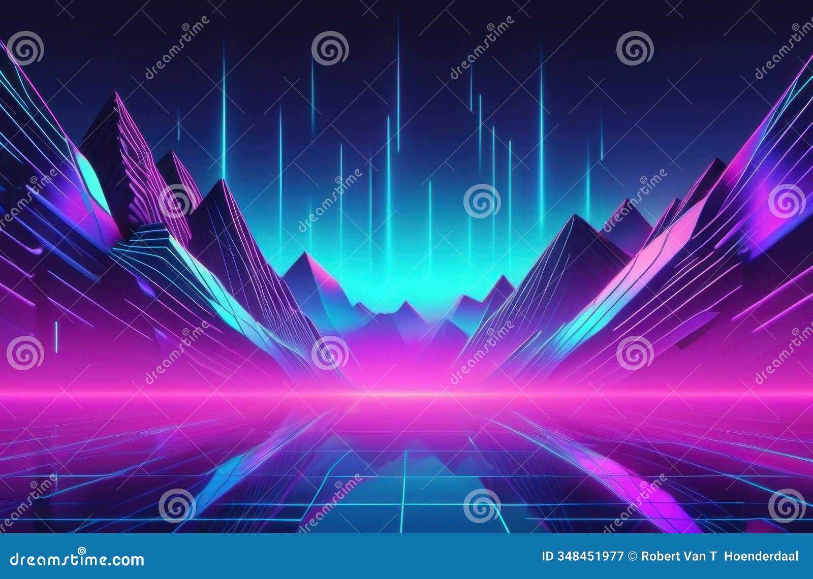 Futuristic Synthwave Holographic Retro Wallpaper Stock Illustration ...
