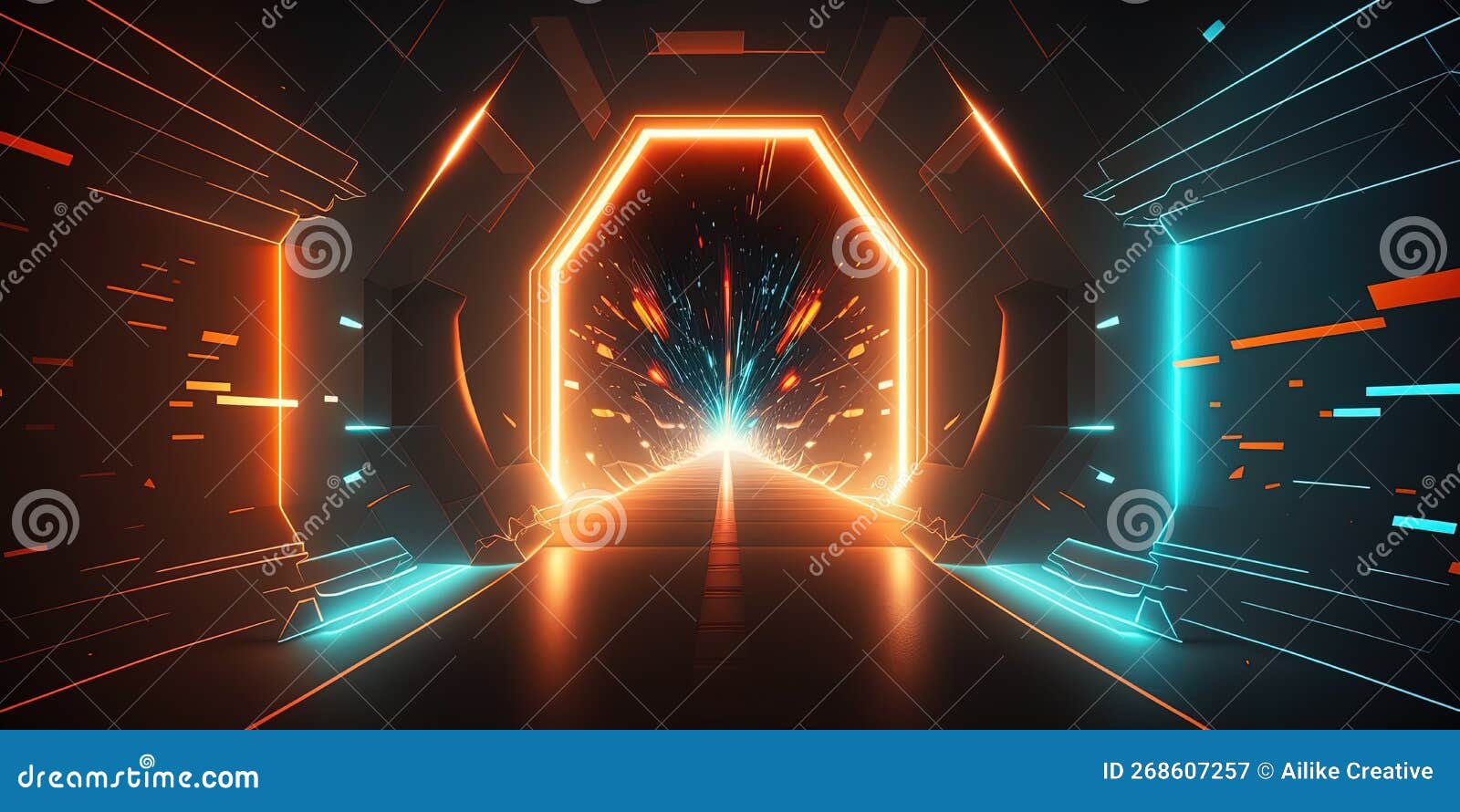 Futuristic System Connection Technology Background with Neon Glow Stock ...