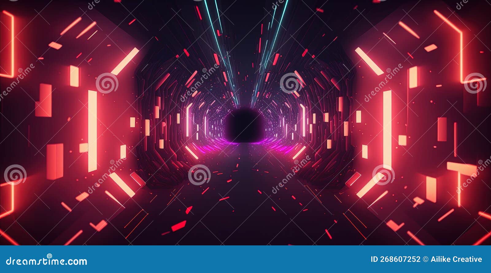 Futuristic System Tech Background with Neon Light Stock Illustration ...