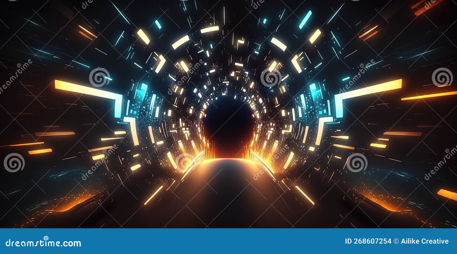 Futuristic System Technology Background with Neon Glow Stock ...