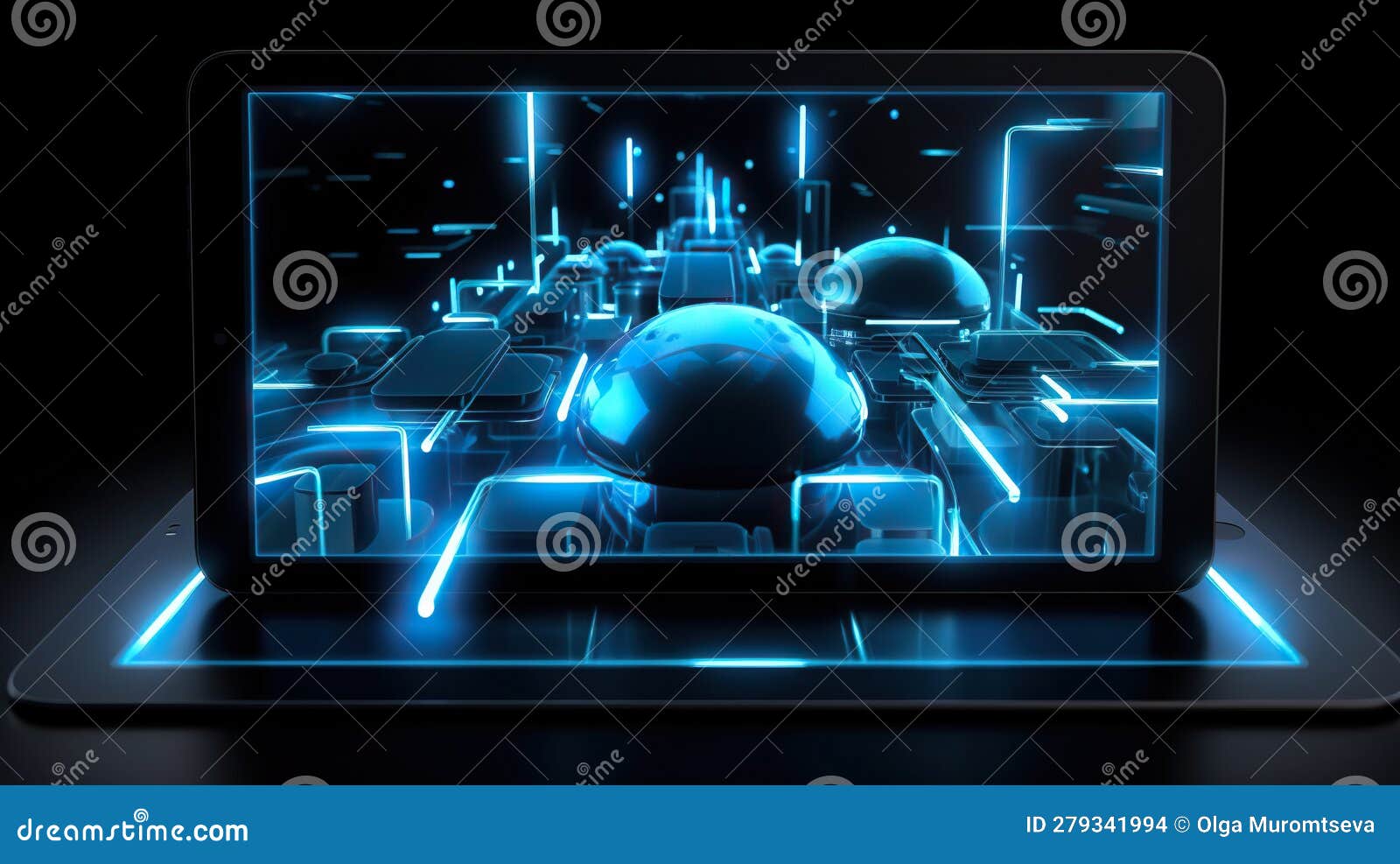 A Futuristic Tablet with a Bright Light and Scifi Pattern. Generative ...