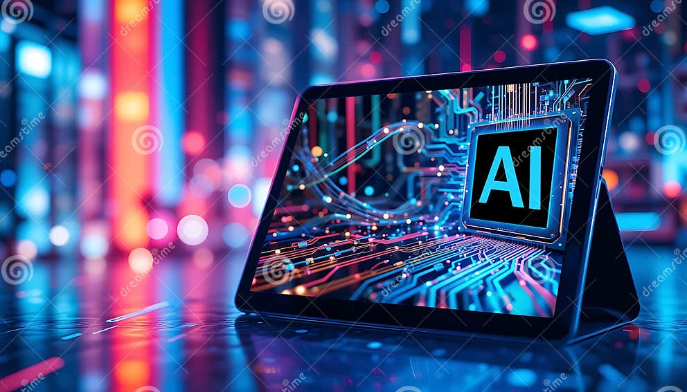 Futuristic Tablet with Digital Energy Explosion. Advanced Technology ...