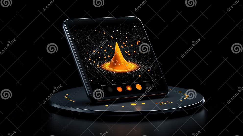 Futuristic Tablet Displaying Dynamic Cosmic Simulation Isolated on ...