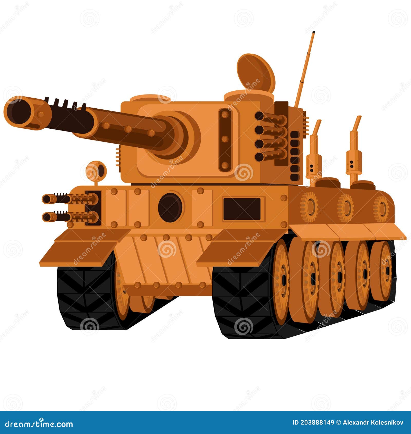 Futuristic Tank in Steampunk Style. Vector Illustration of Mechanical ...
