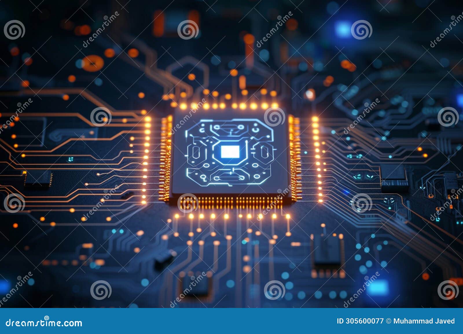 Futuristic Tech Artificial Intelligence Chipset on Circuit Board ...