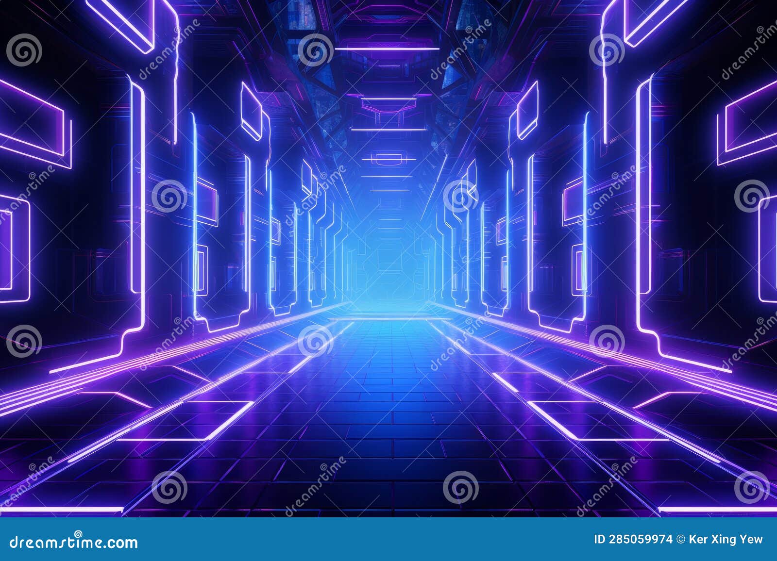 Futuristic Tech Backdrop with Neon Lights Stock Illustration ...
