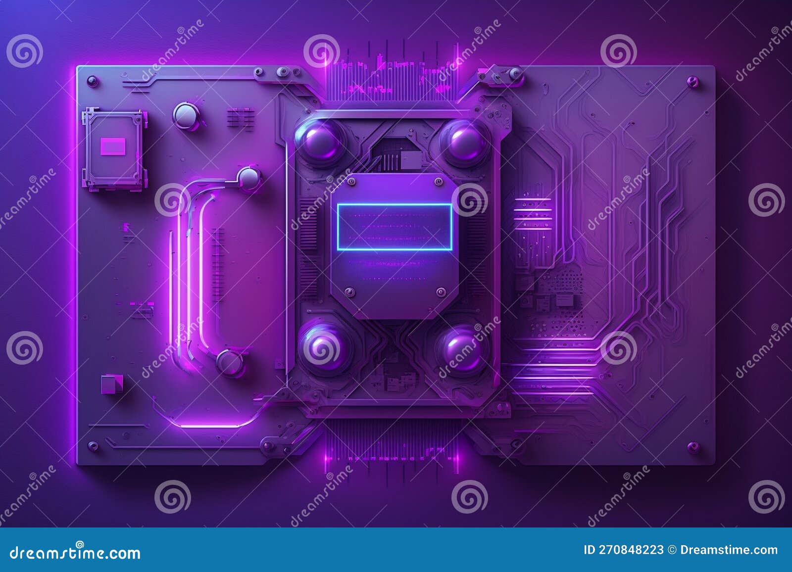 A Futuristic Tech Background with Mainboard Connectors and Connected ...