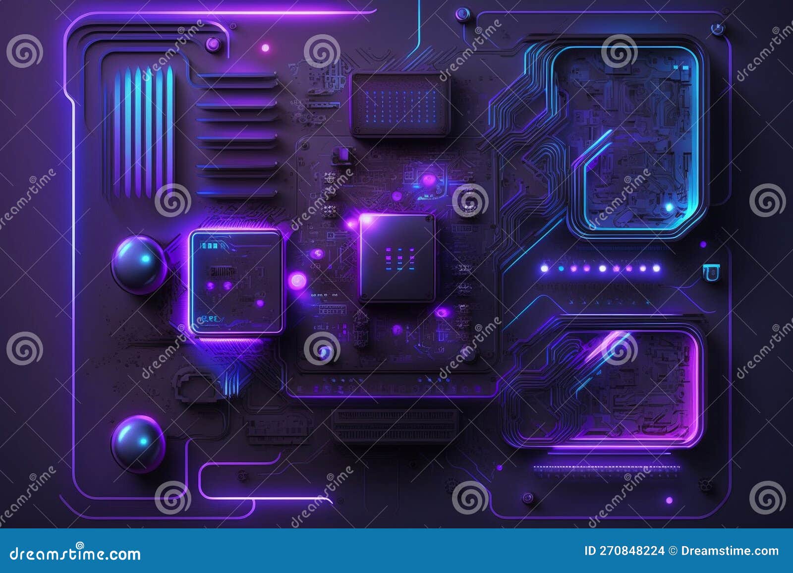 A Futuristic Tech Background with Mainboard Connectors and Connected ...