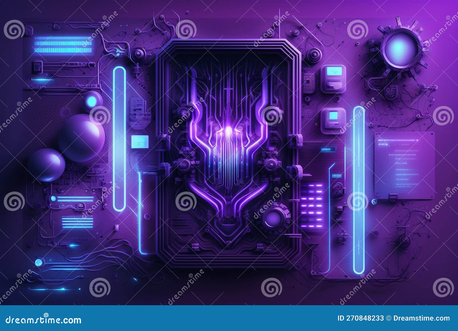 A Futuristic Tech Background with Mainboard Connectors and Connected ...