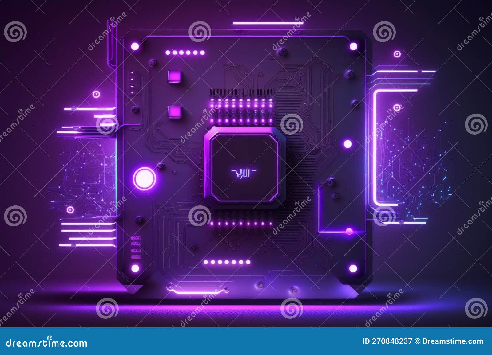 A Futuristic Tech Background with Mainboard Connectors and Connected ...