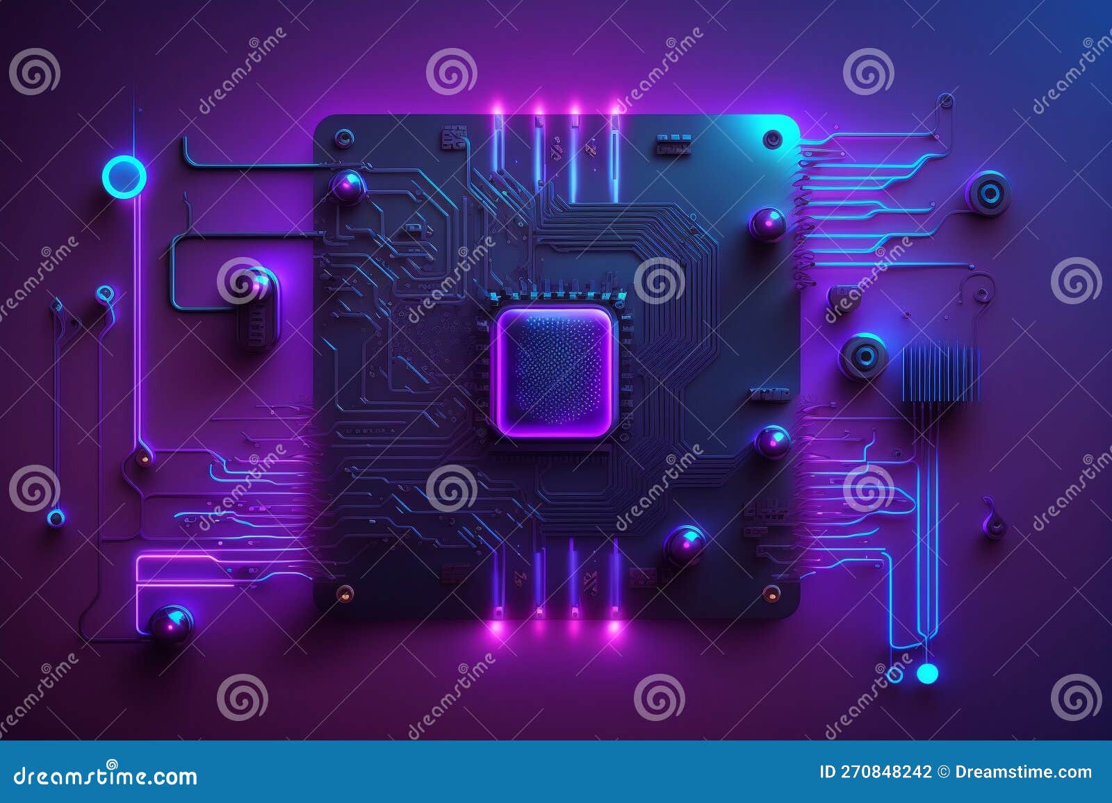 A Futuristic Tech Background with Mainboard Connectors and Connected ...