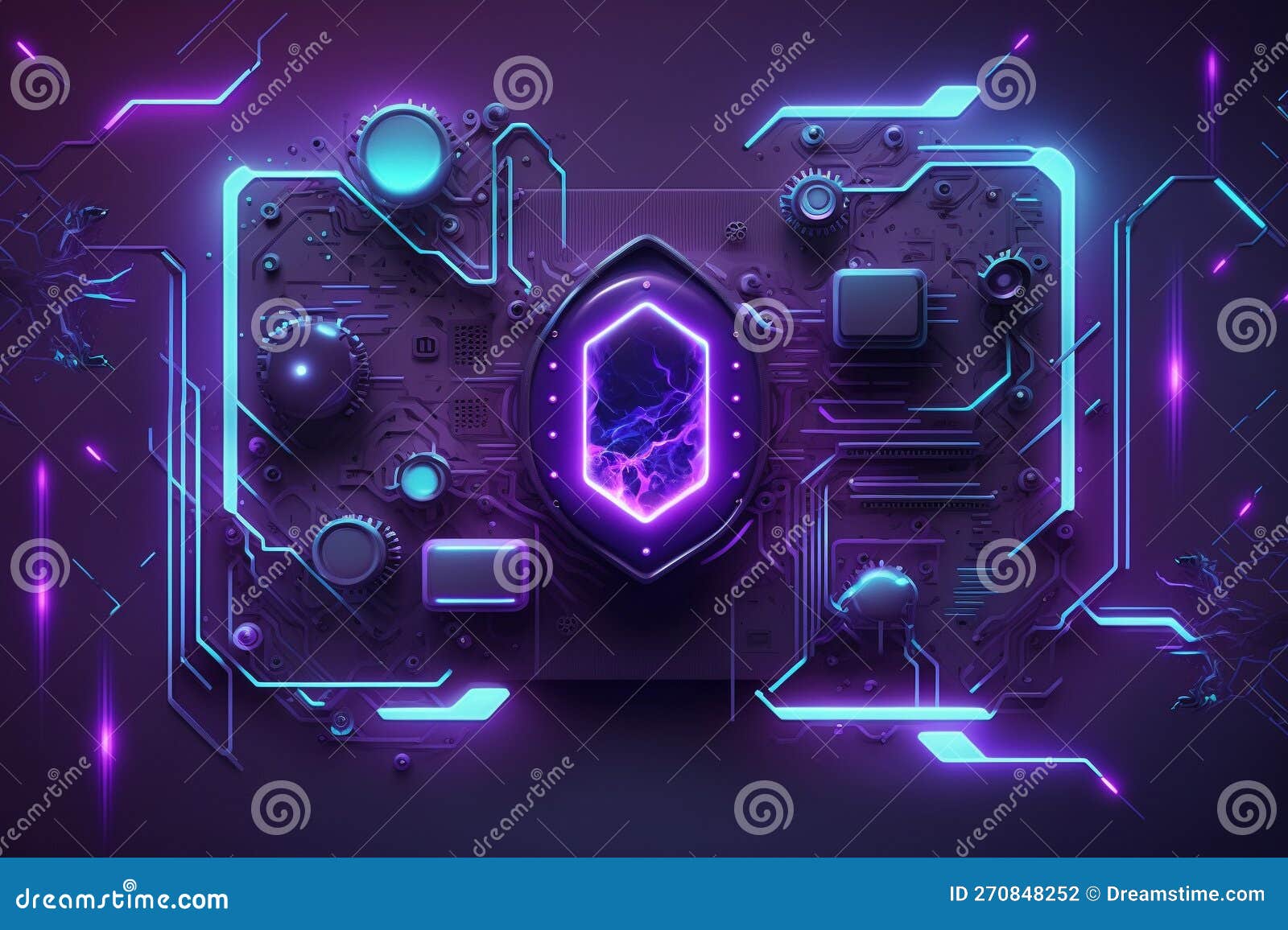 A Futuristic Tech Background with Mainboard Connectors and Connected ...