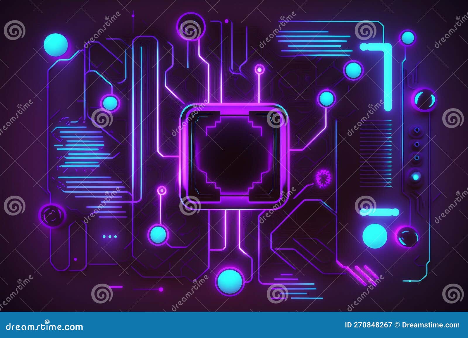 A Futuristic Tech Background with Mainboard Connectors and Connected ...
