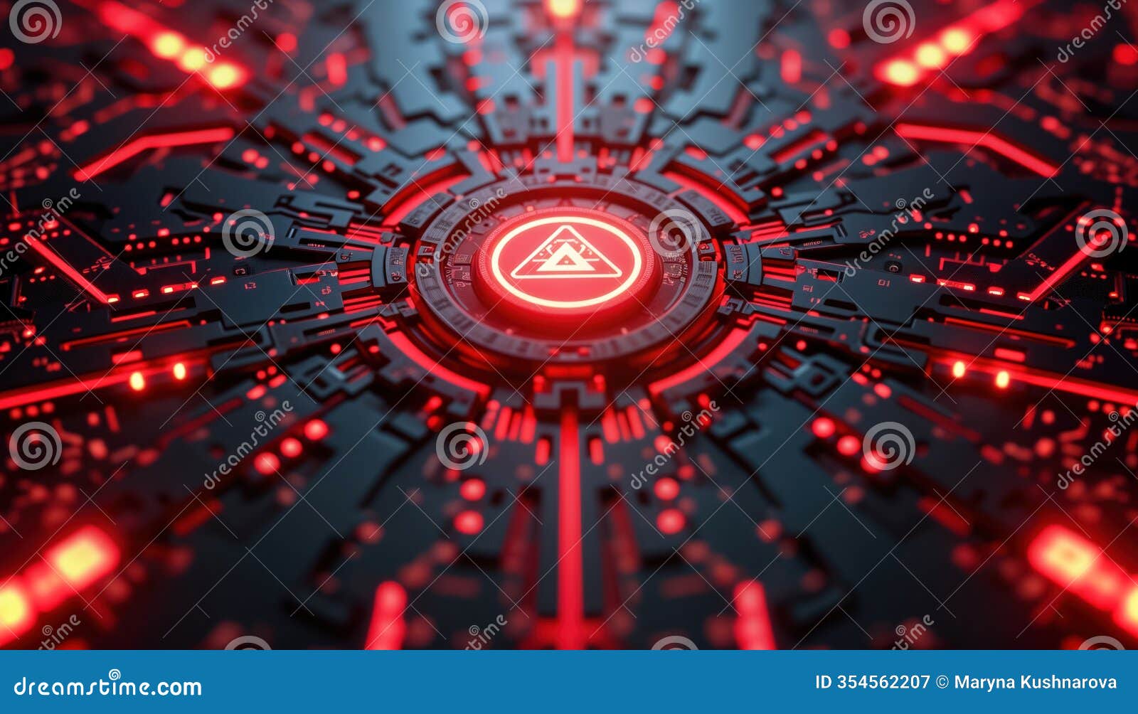 Futuristic Tech Background Shows Detailed Robotic Design with Dark Red ...
