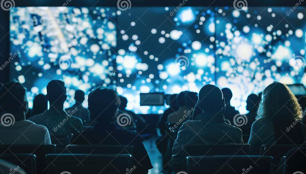 Futuristic Tech Conference with Digital Displays and Interactive ...
