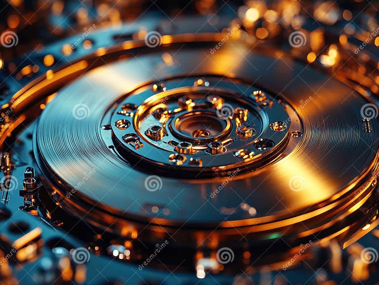 Futuristic Tech Disc with Metallic Details and Glowing Elements Stock ...