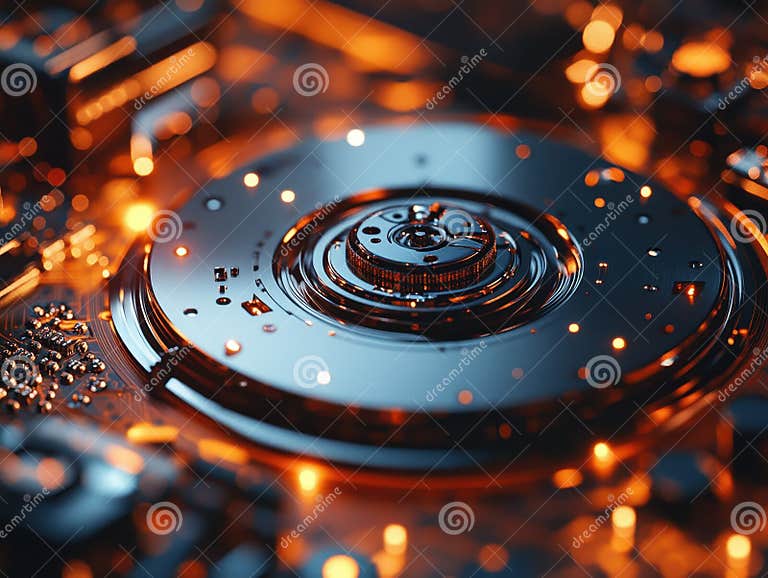 Futuristic Tech Disc with Metallic Details and Glowing Elements Stock ...