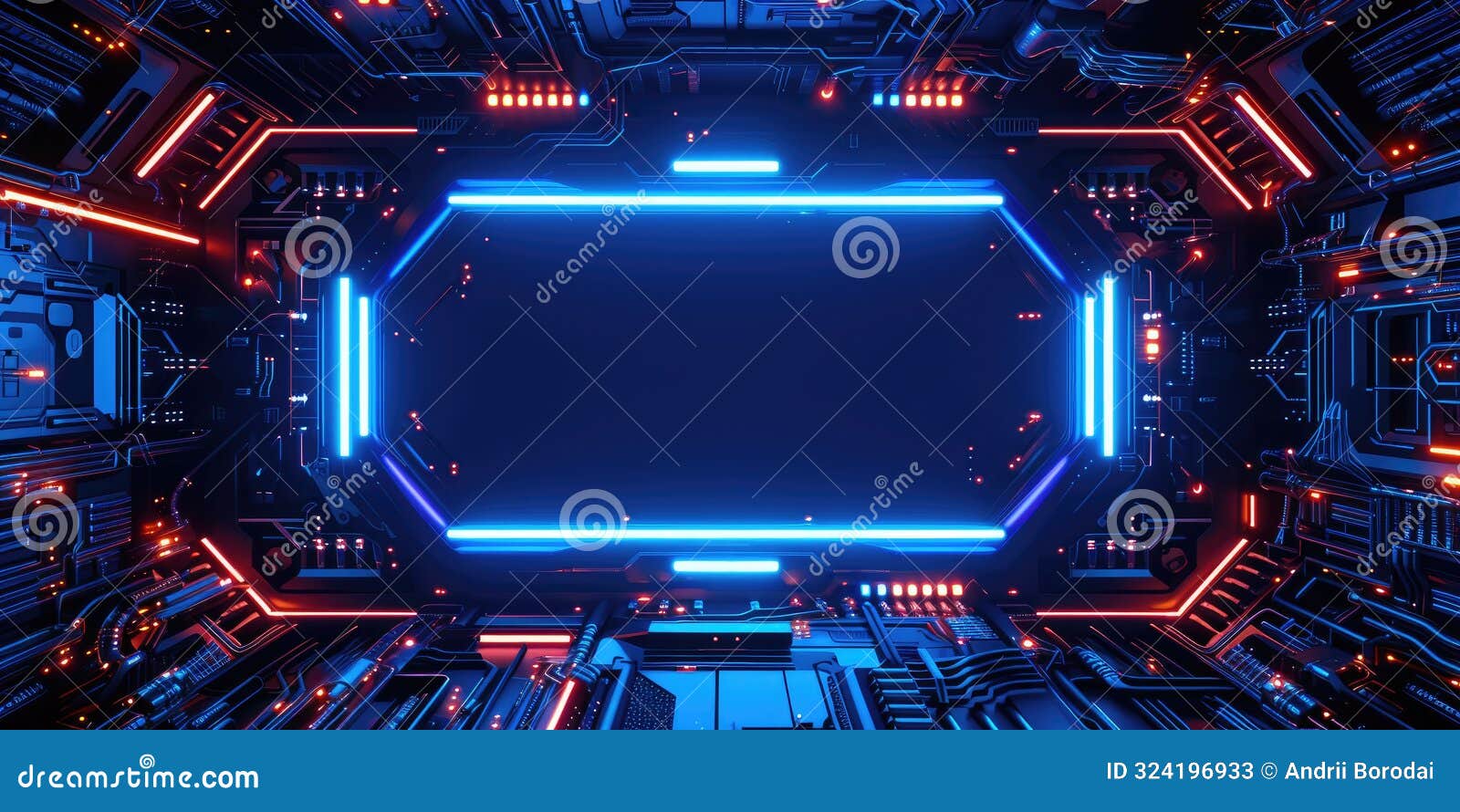 Futuristic Tech Frame with Glowing Circuits. Stock Illustration ...