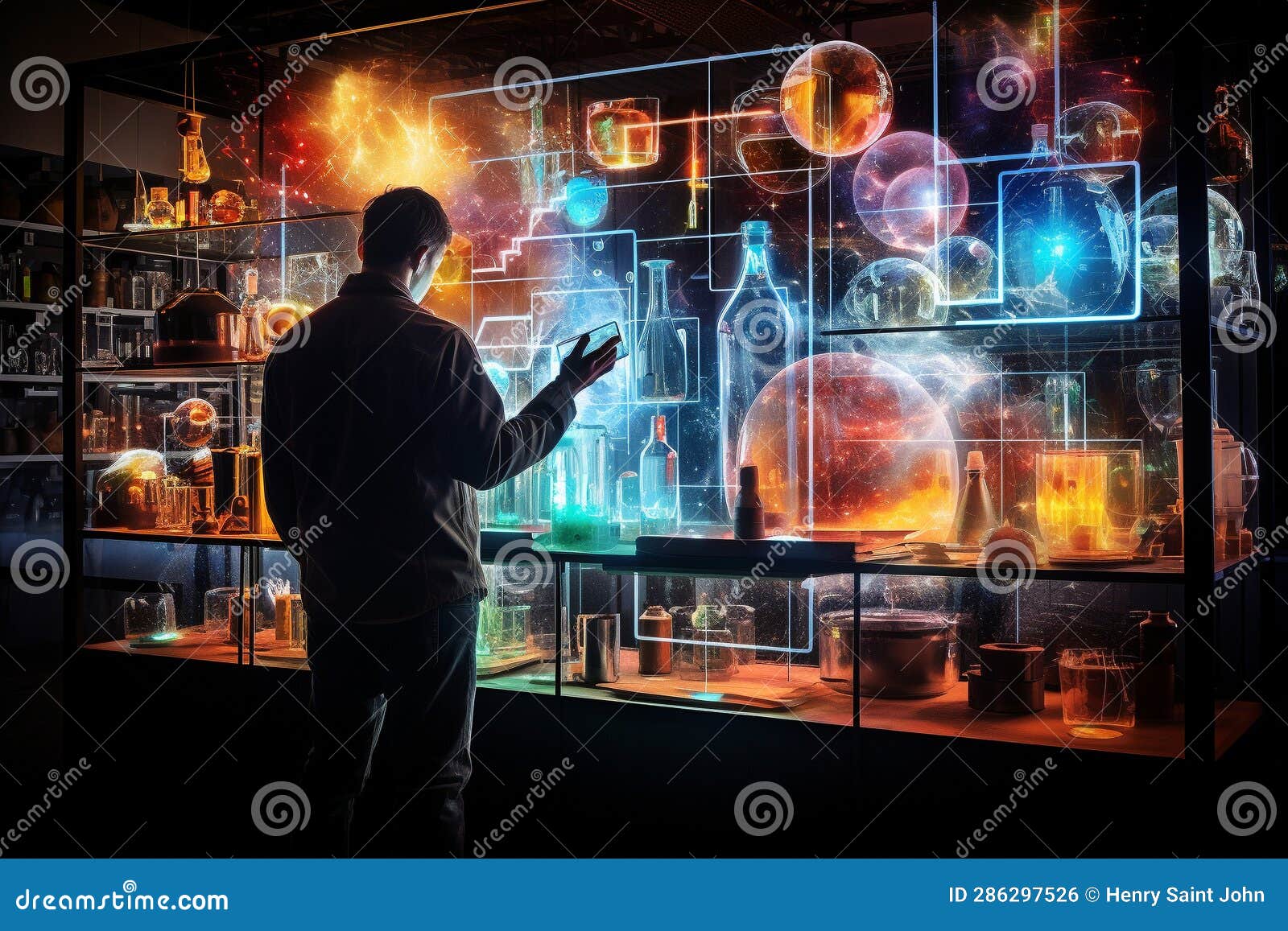 Futuristic Tech: Holographic Interface in Science Lab Stock ...