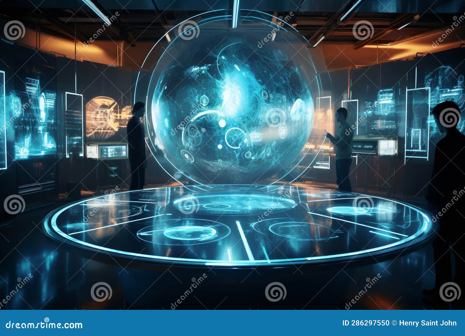 Futuristic Tech: Holographic Interface in Science Lab Stock ...