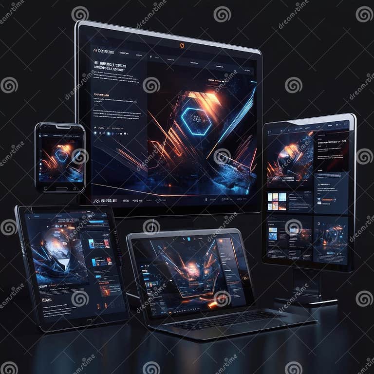 Futuristic Tech Interface Design, Abstract Shapes and Glowing Lines ...