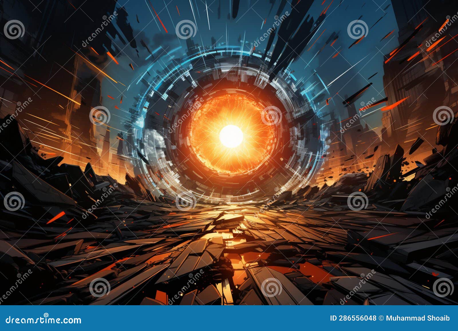 Futuristic Tech Marvel Flat Comic Style Abstract Depiction of Advanced ...