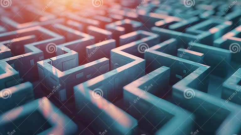Futuristic Tech Maze Symbolizing Complex Path To Career and Success ...