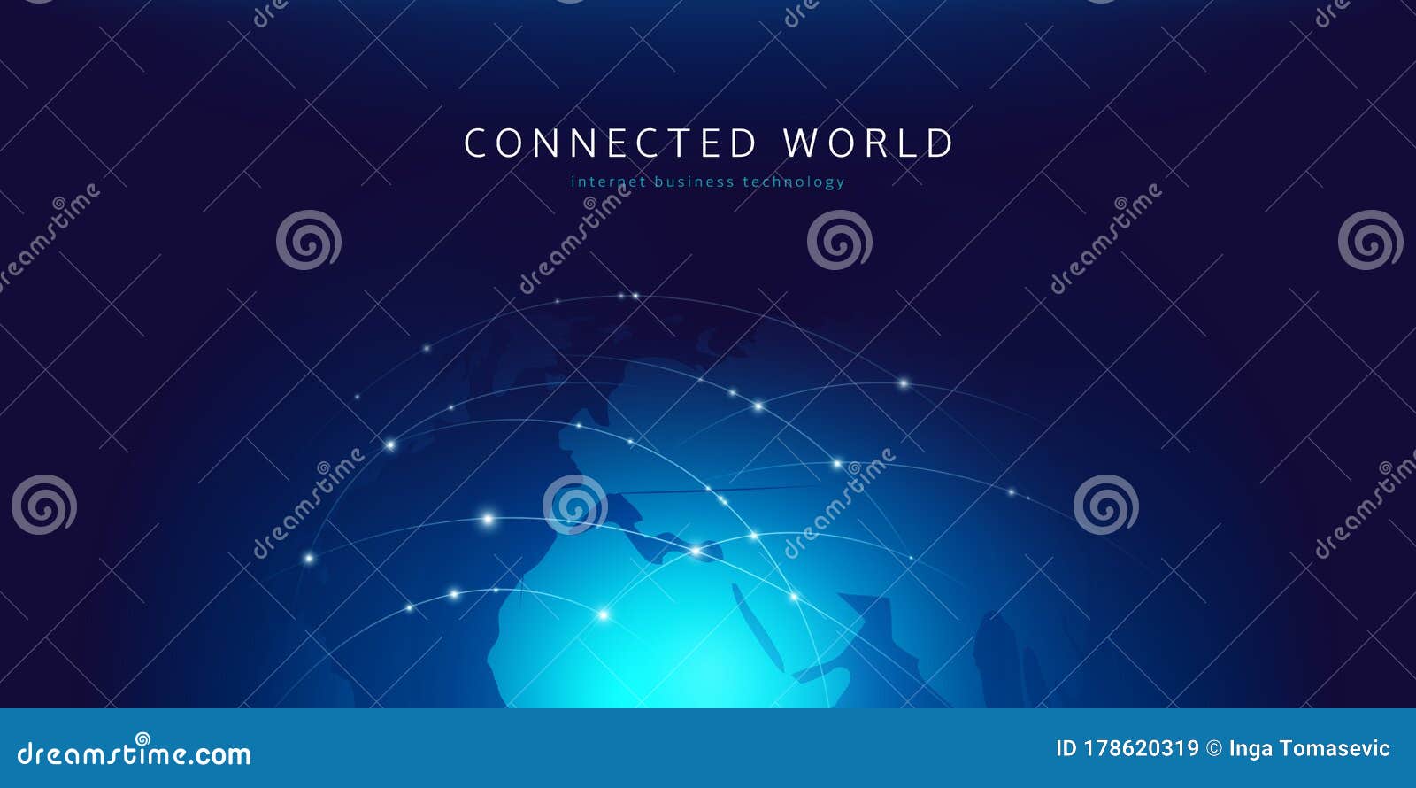 Tech Planet. Data Particles. Worldwide Network. Information Stream ...