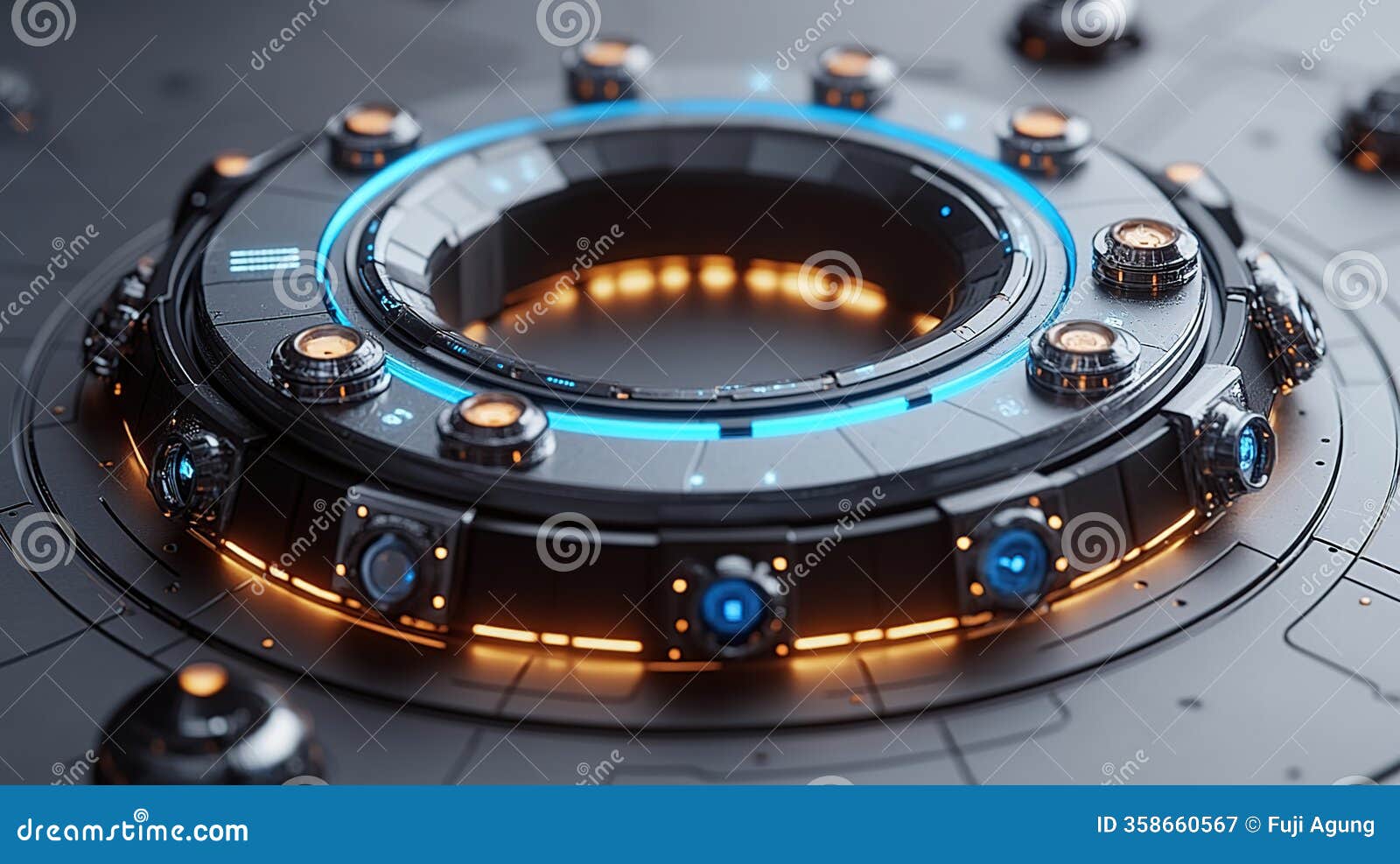 Futuristic Tech Ring, Glowing, Dark Surface, Sci-fi Background ...