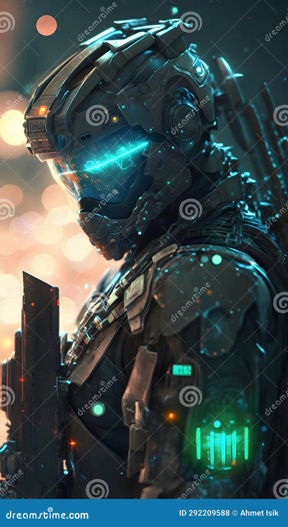 Futuristic Techno Soldier stock illustration. Illustration of created ...
