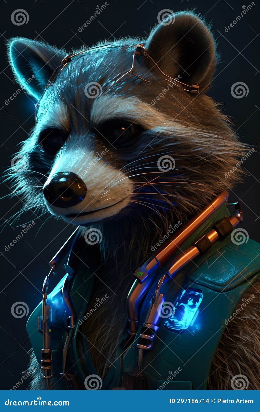 Futuristic Technologies of Cyberpunk Raccoon Stock Photo - Image of ...