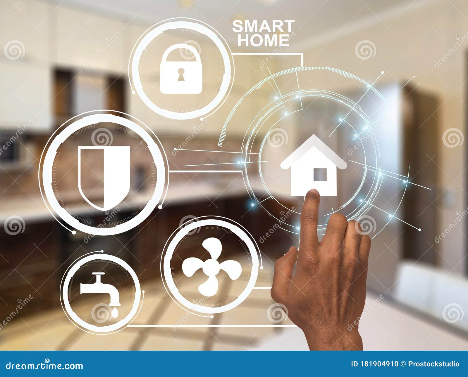 Futuristic Technologies. Man Pressing Button on Imaginary Screen ...