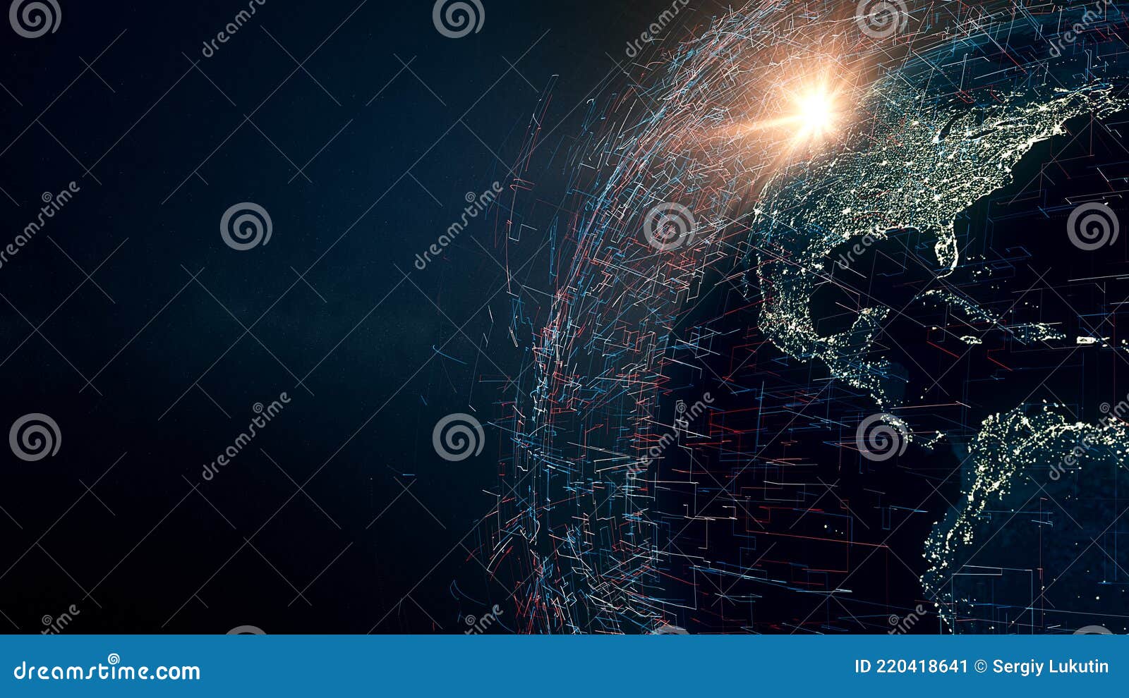 Futuristic Technology Abstract Illustration of Digital World with Light ...