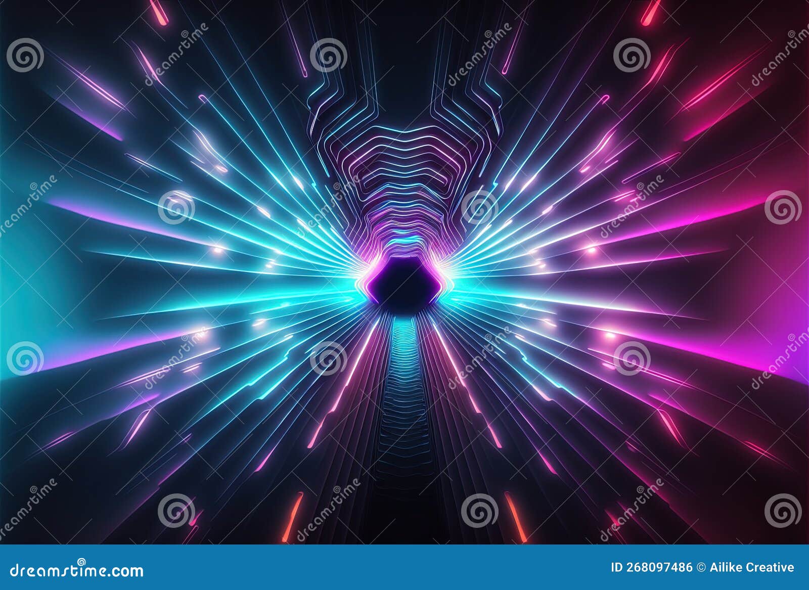 Futuristic Technology Backdrop of Sci Fi Themed Neon Light Tunnel Stock ...