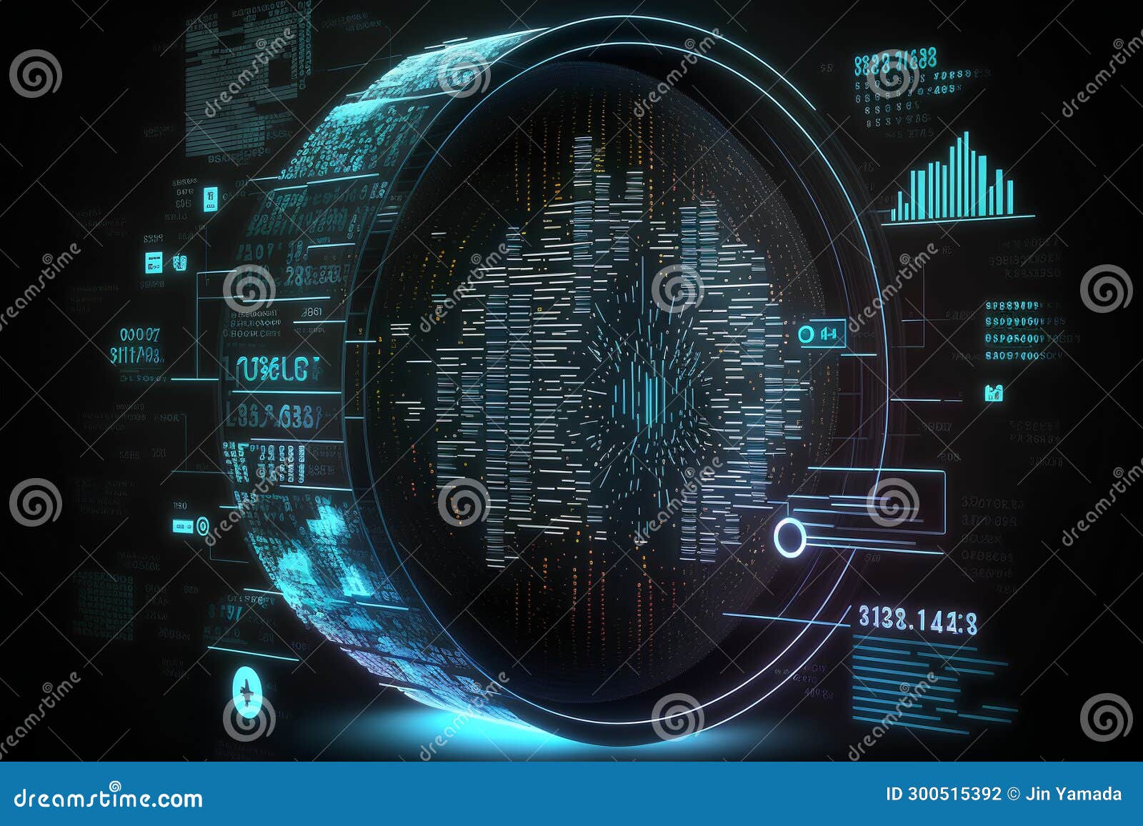 Futuristic Technology Background with Binary Code. 3d Rendering Toned Image Stock Illustration ...