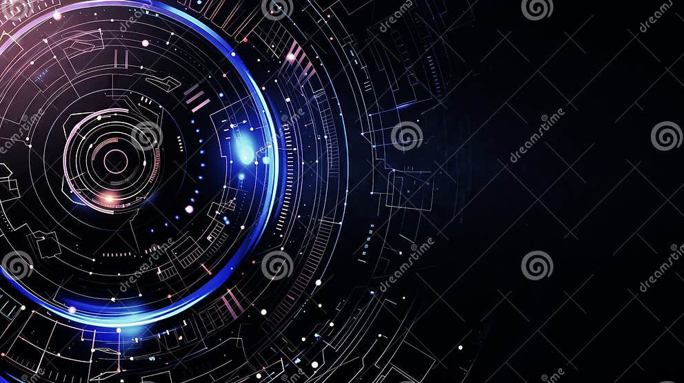 Futuristic Technology Background with Concentric Circles Forming a Hud ...