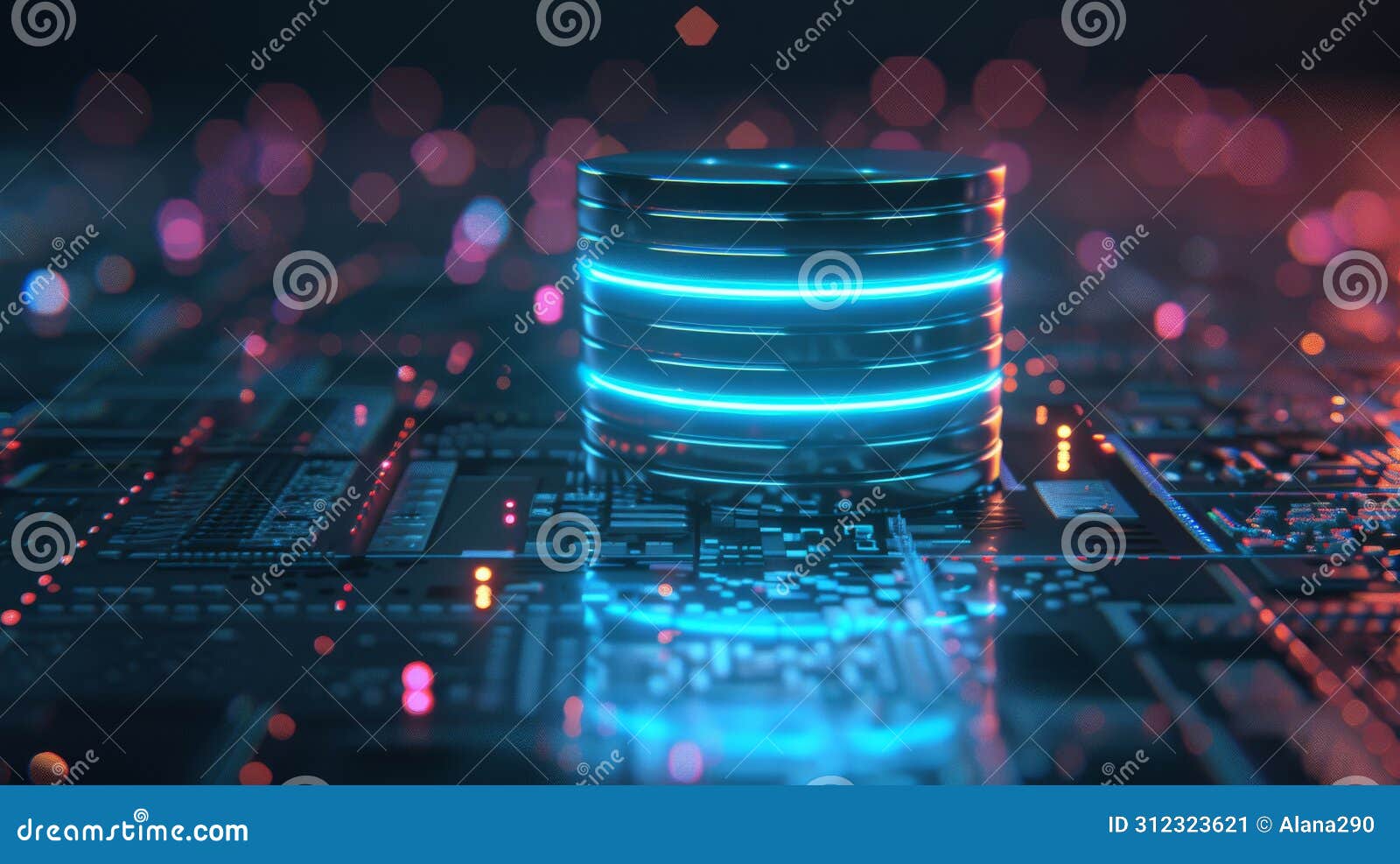 Futuristic Technology Background, Database Storage, Cloud Computing ...
