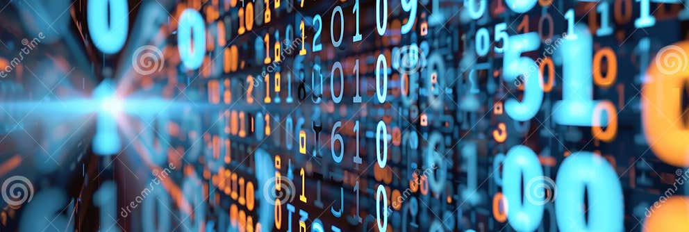 Futuristic Technology Background with Flow of Binary Code. Big Data ...