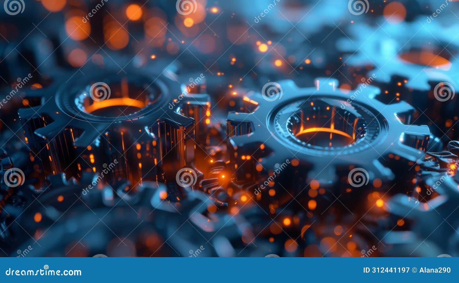 Futuristic Technology Background with Gears Stock Illustration ...