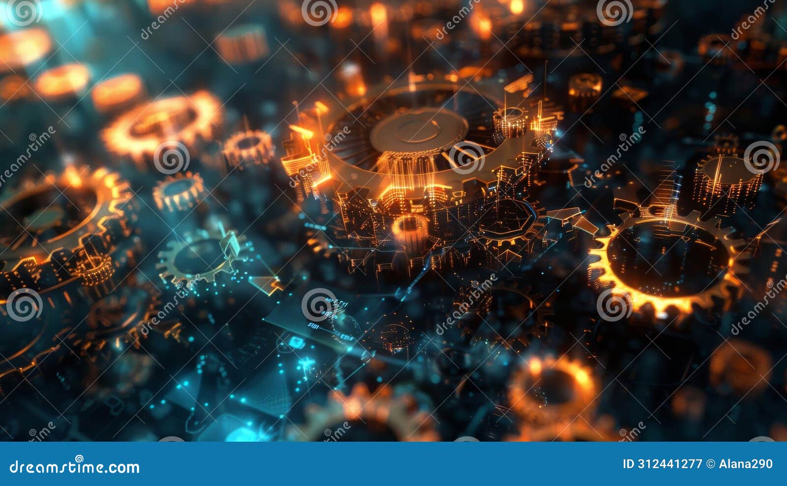 Futuristic Technology Background with Gears Stock Illustration ...