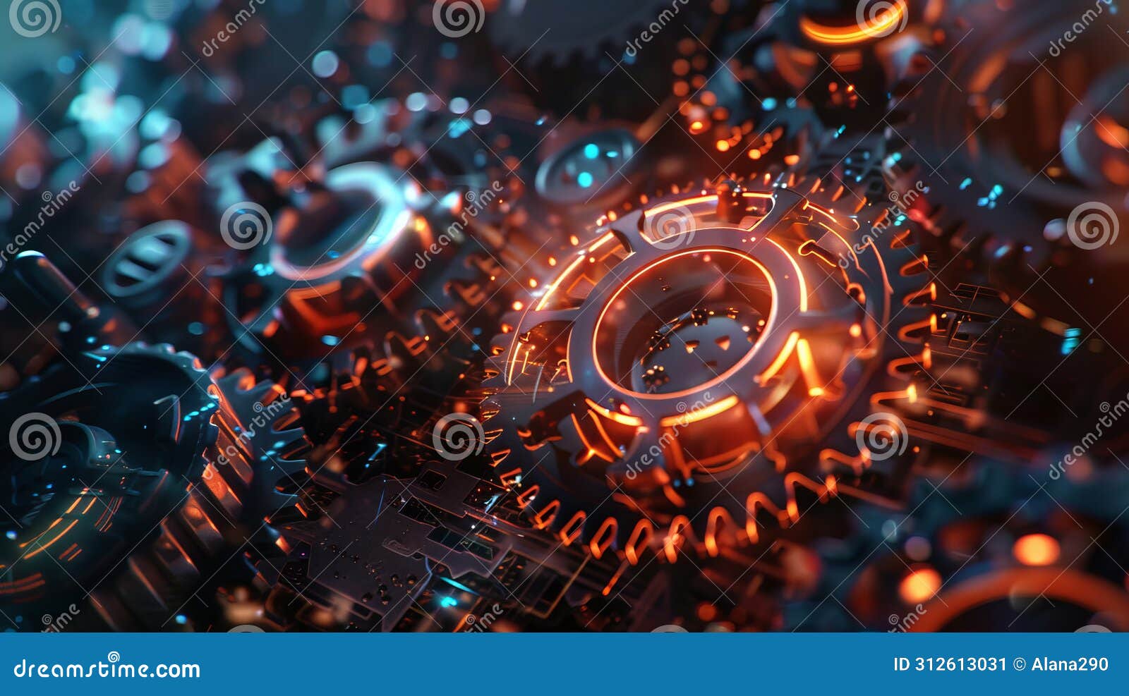 Futuristic Technology Background with Gears Stock Illustration ...