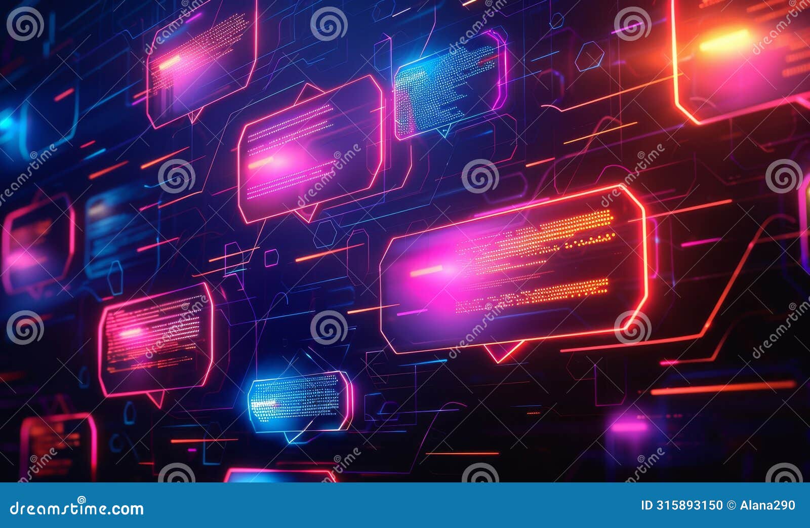 Futuristic Technology Background with Message Speech Bubbles Stock ...