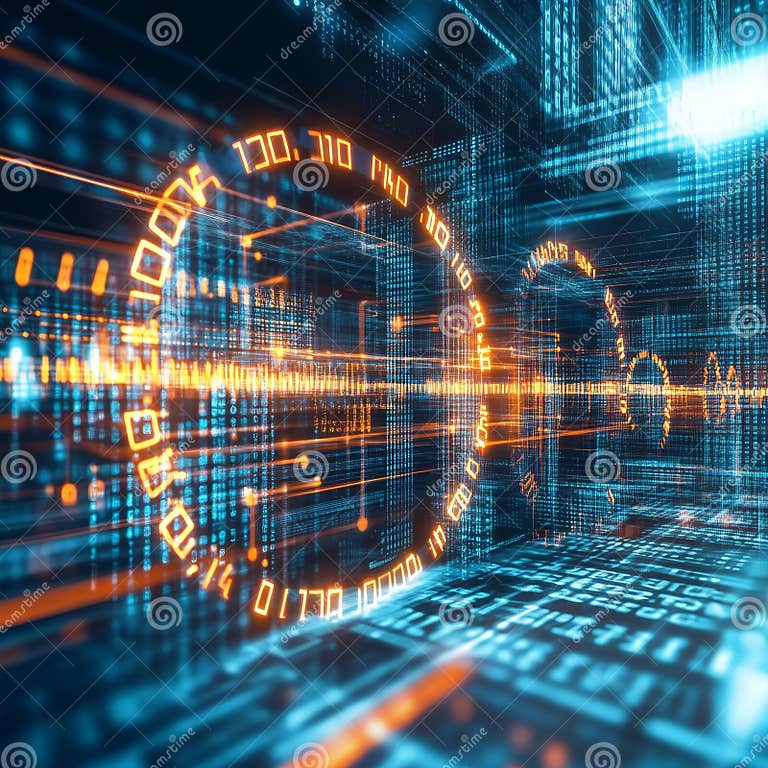 Futuristic Technology, Big Data, Digital Cyberspace with Binary Code, Artificial Intelligence ...