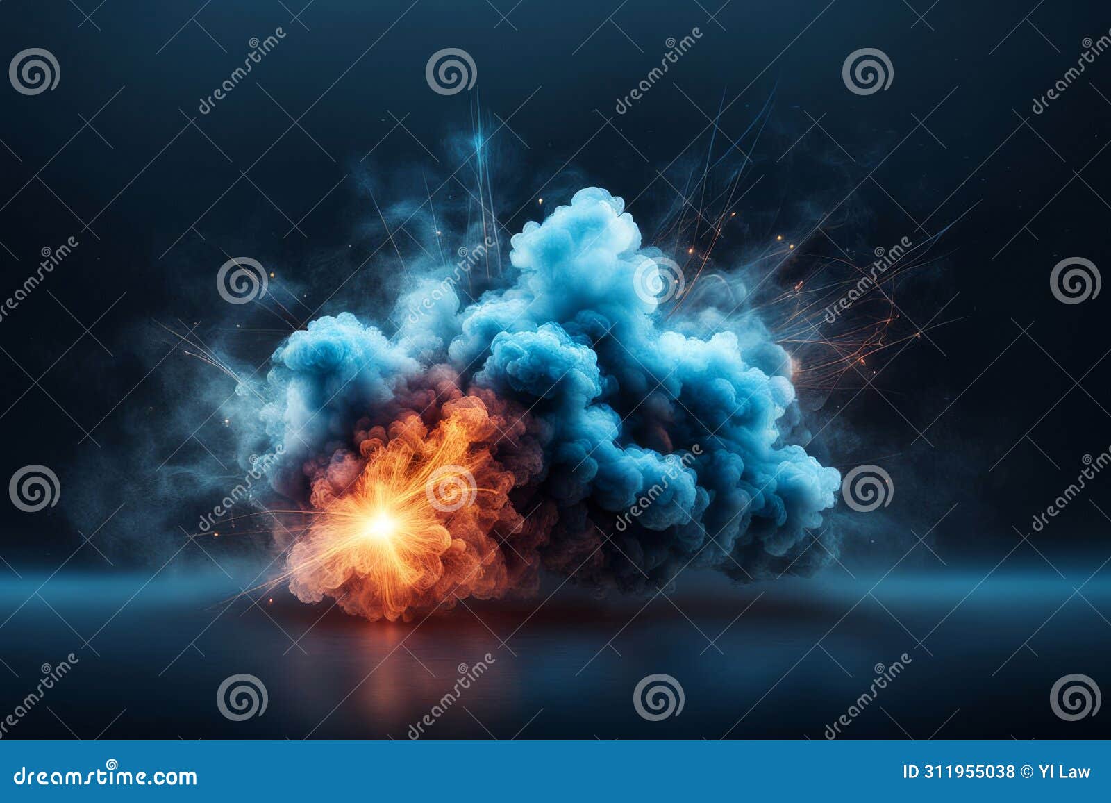 Futuristic Technology Blue Smoke Explosion Background Stock ...